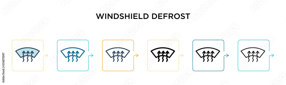 Windshield defrost vector icon in 6 different modern styles. Black, two ...