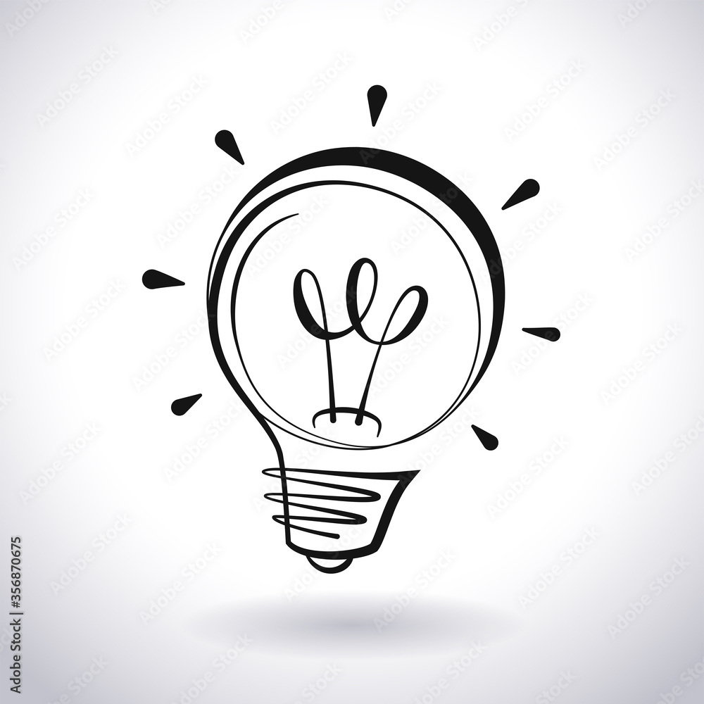 Light bulb sketch, hand drawn pictogram. Creative idea concept. Simple ...