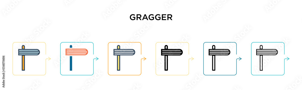 Gragger vector icon in 6 different modern styles. Black, two colored ...