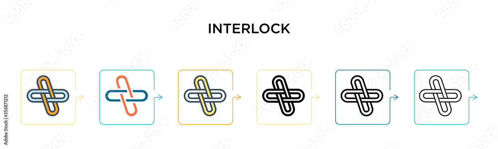 Interlock vector icon in 6 different modern styles. Black, two colored ...