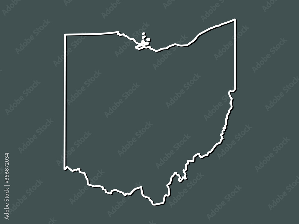 Ohio vector map with single border line boundary using white color on ...