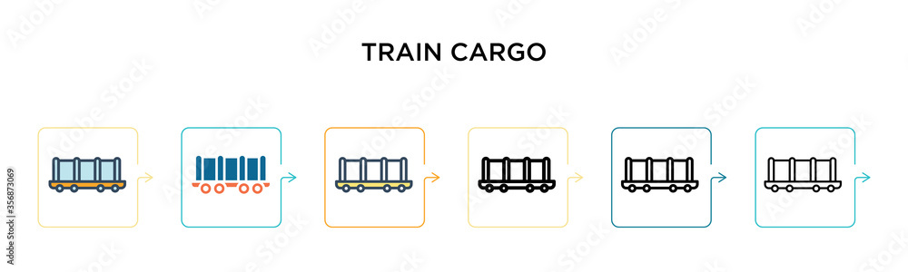 Train cargo vector icon in 6 different modern styles. Black, two ...
