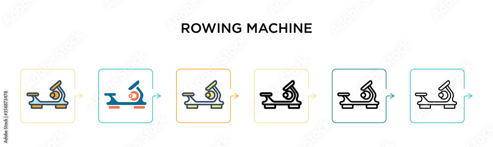 Rowing machine vector icon in 6 different modern styles. Black, two ...