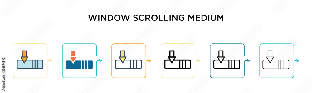 Window Scrolling Medium Vector Icon In 6 Different Modern Styles Black Two Colored Window