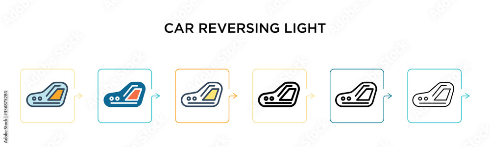 Car reversing light vector icon in 6 different modern styles. Black ...