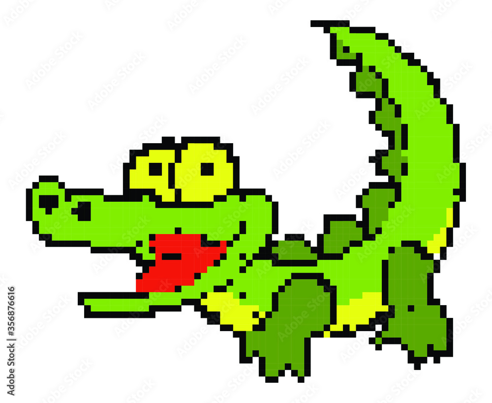 crocodile pixel art on white background. Stock Vector | Adobe Stock