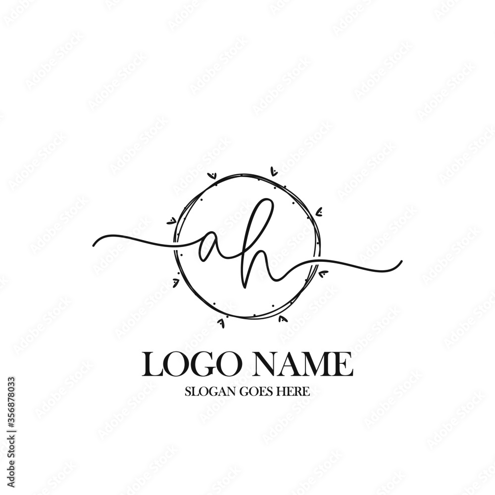 Initial AH beauty monogram and elegant logo design, handwriting logo of ...