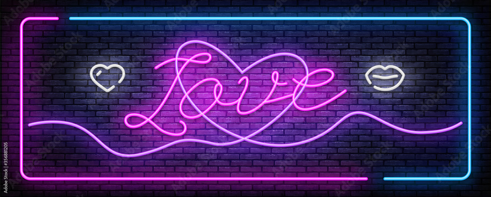 Love Neon Text Vector. Love neon sign, design template, modern trend ...