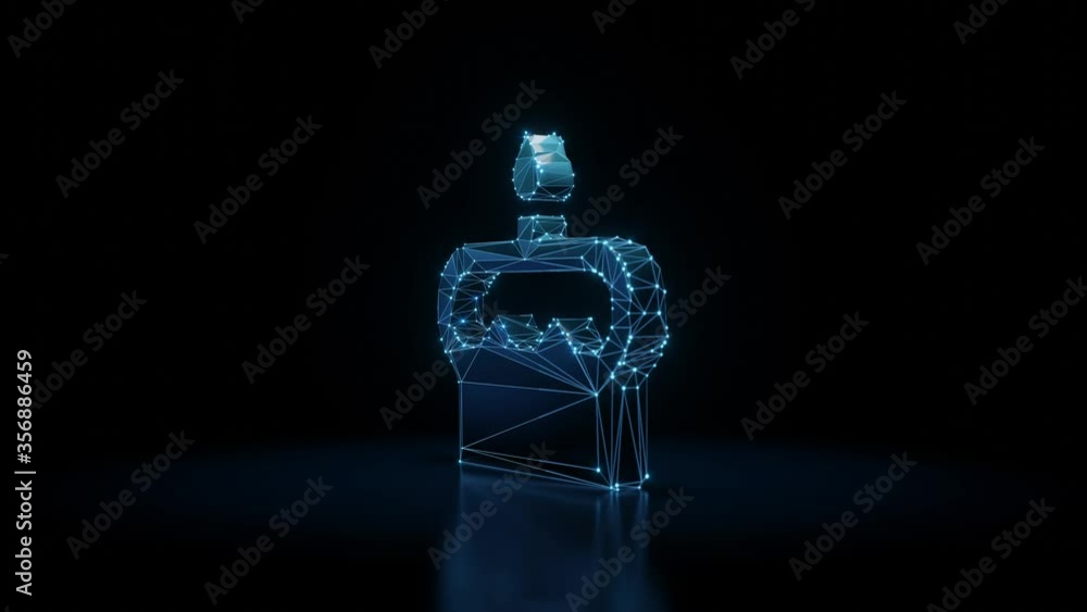 3d rendering seamless loop 4k rotation wireframe neon glowing symbol of birthday cake with ...