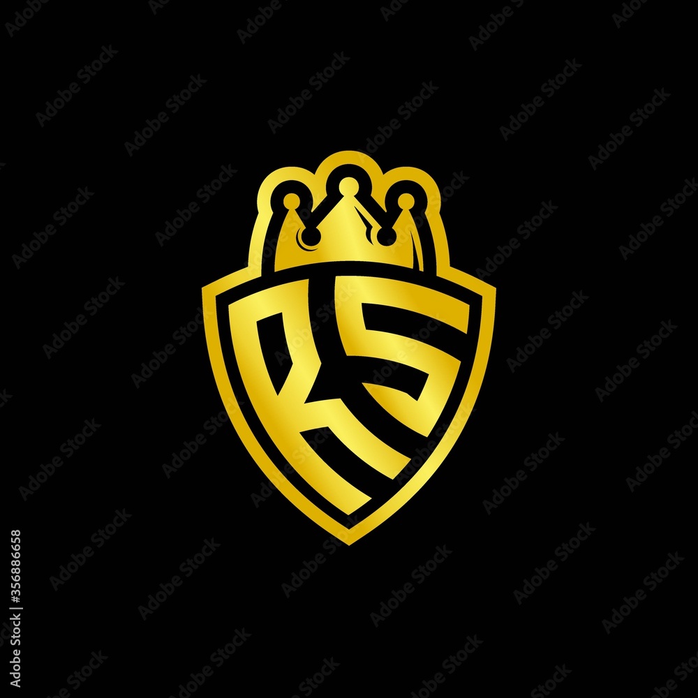 RS monogram logo with shield and crown style design template Stock ...