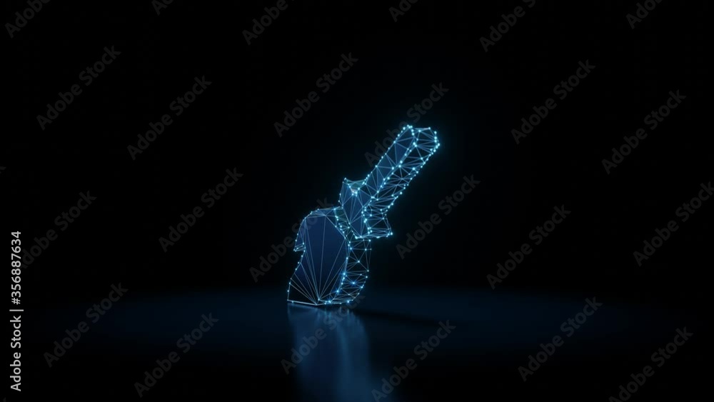 Vidéo Stock 3d rendering seamless loop 4k rotation wireframe neon glowing symbol of broom with ...