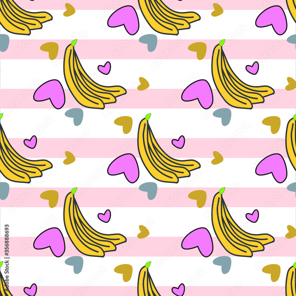 Seamless pattern of cute and fresh fruits for summer. Can use for print ...