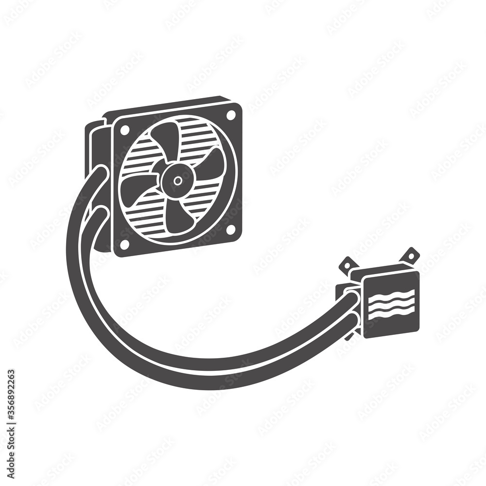 Liquid cooling system for PC icon.Vector illustration. Stock Vector ...