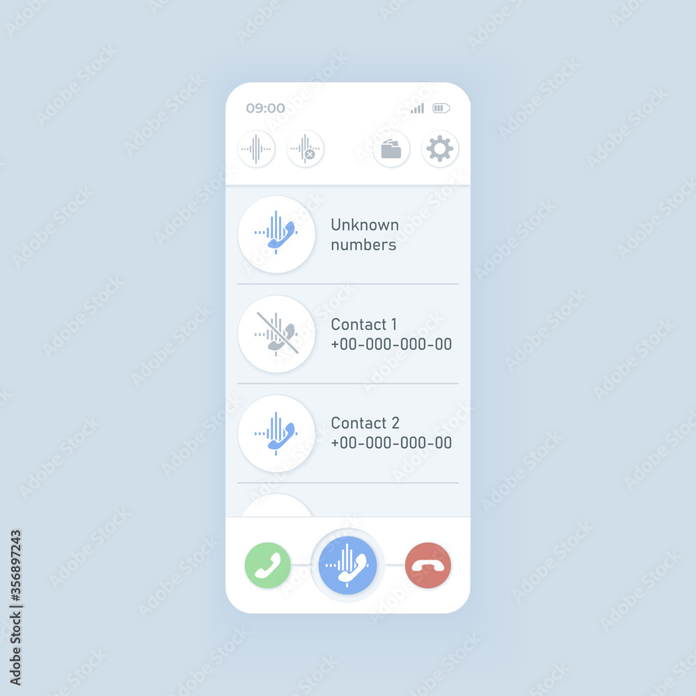 Call menu smartphone interface vector template. Mobile app page white ...