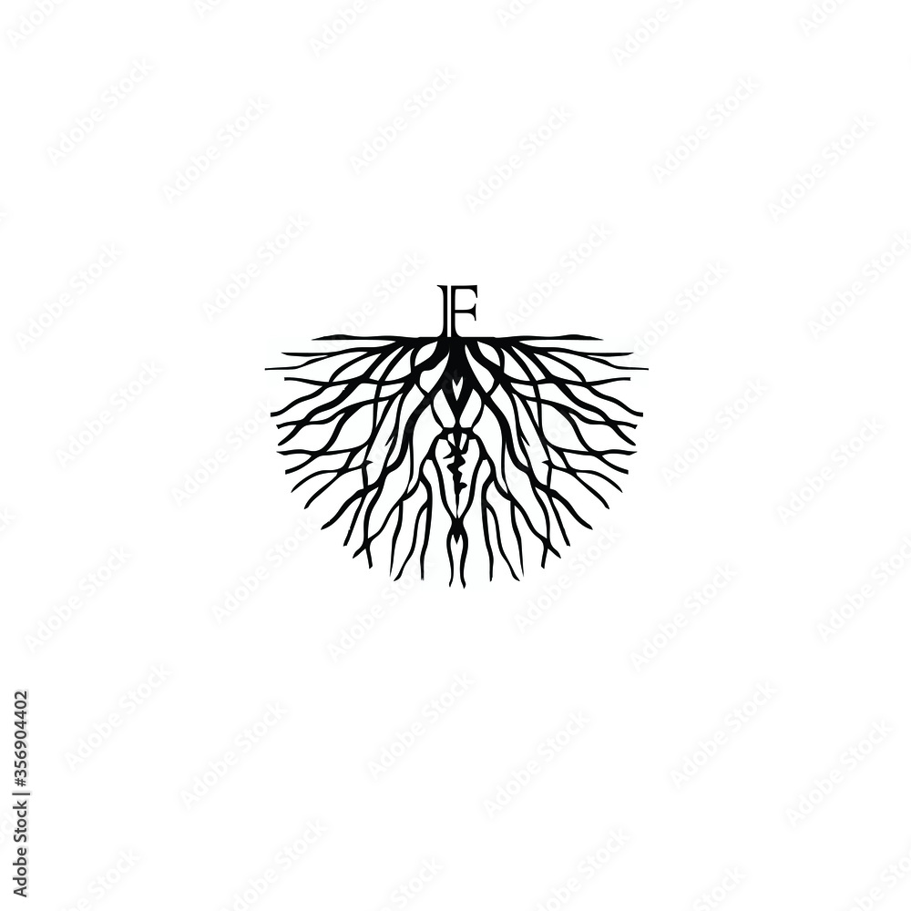 illustration of letter F on root logo vector Stock Vector | Adobe Stock