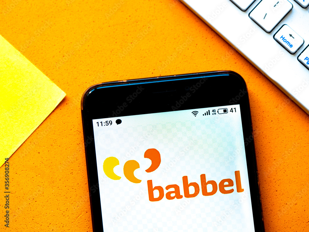 In this photo illustration e-commerce Babbel logo is seen displayed on ...