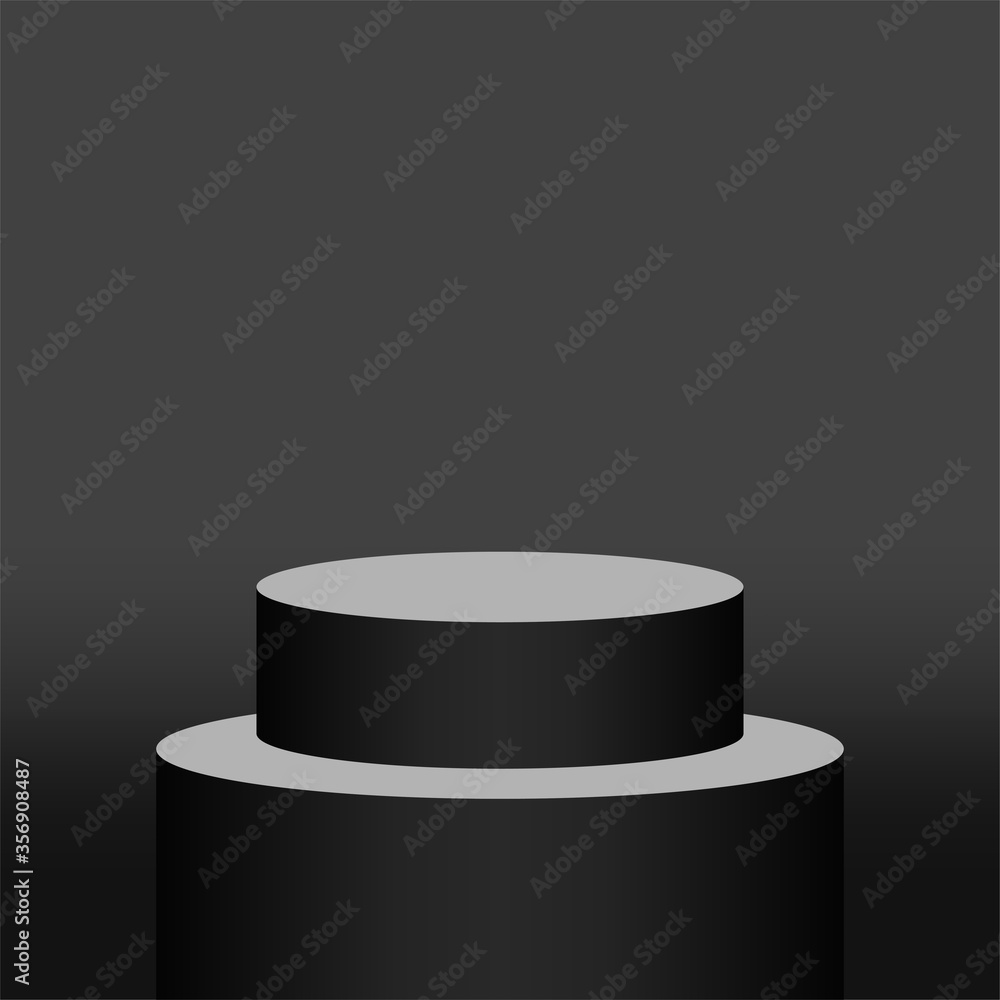 black pedestal cylinder circle one step for cosmetics showcase, 3d ...