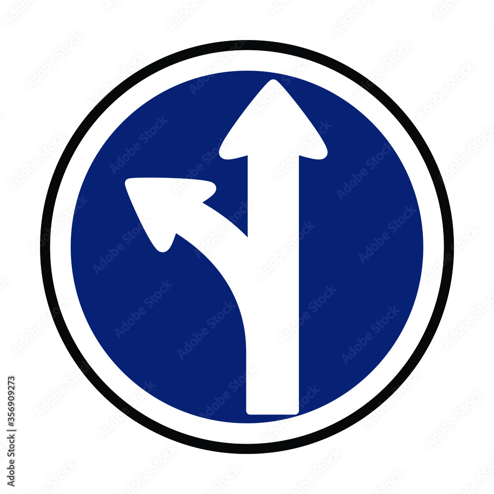 go straight or turn left signal, go straight sign, turn left icon ...