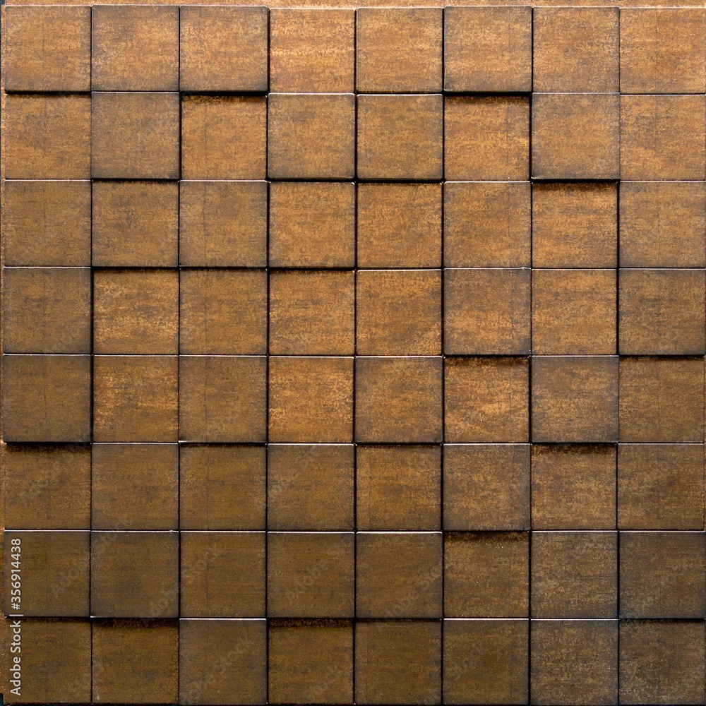 Cubed 3d wall tile texture in bronze seamless ภาพถ่ายสต็อก | Adobe Stock
