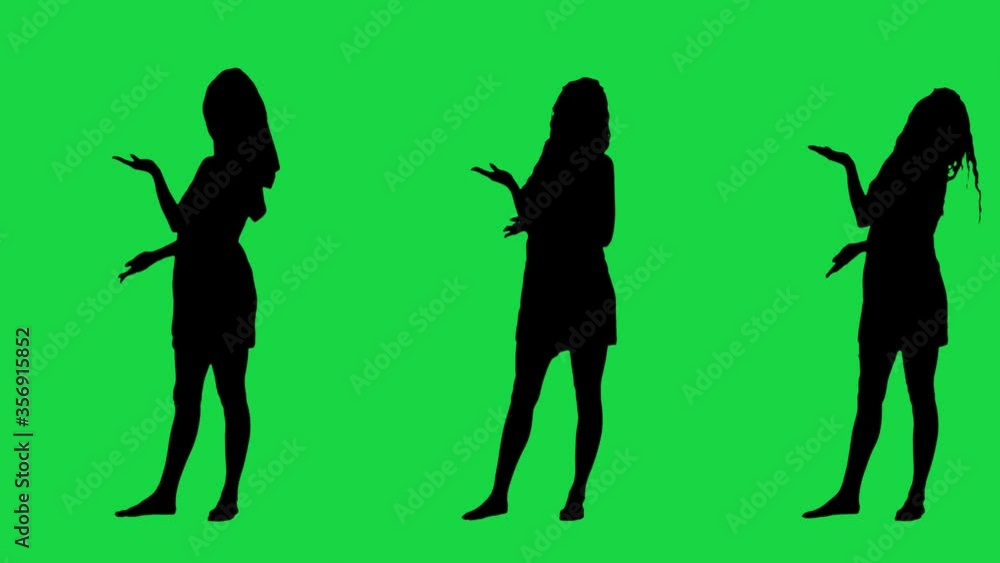 Set of silhouettes of attractive women announcer, presenter or ...