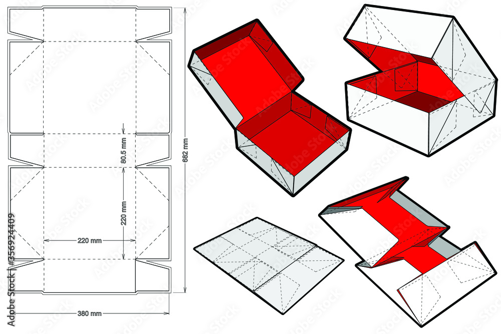 Cake Box (Internal measurement 22x 22+ 8cm) and Die-cut Pattern. The ...