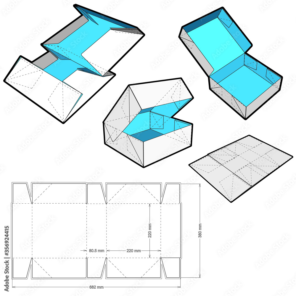 Cake Box (Internal measurement 22x 22+ 8cm) and Die-cut Pattern. The ...