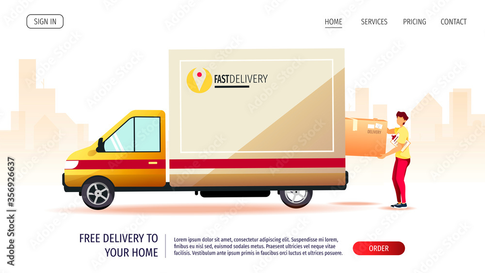 Web page design for Delivery services, Online order, trucking ...