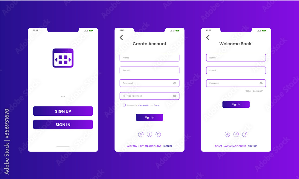 Sign in and sign up ui kit or login page design template premium Vector ...