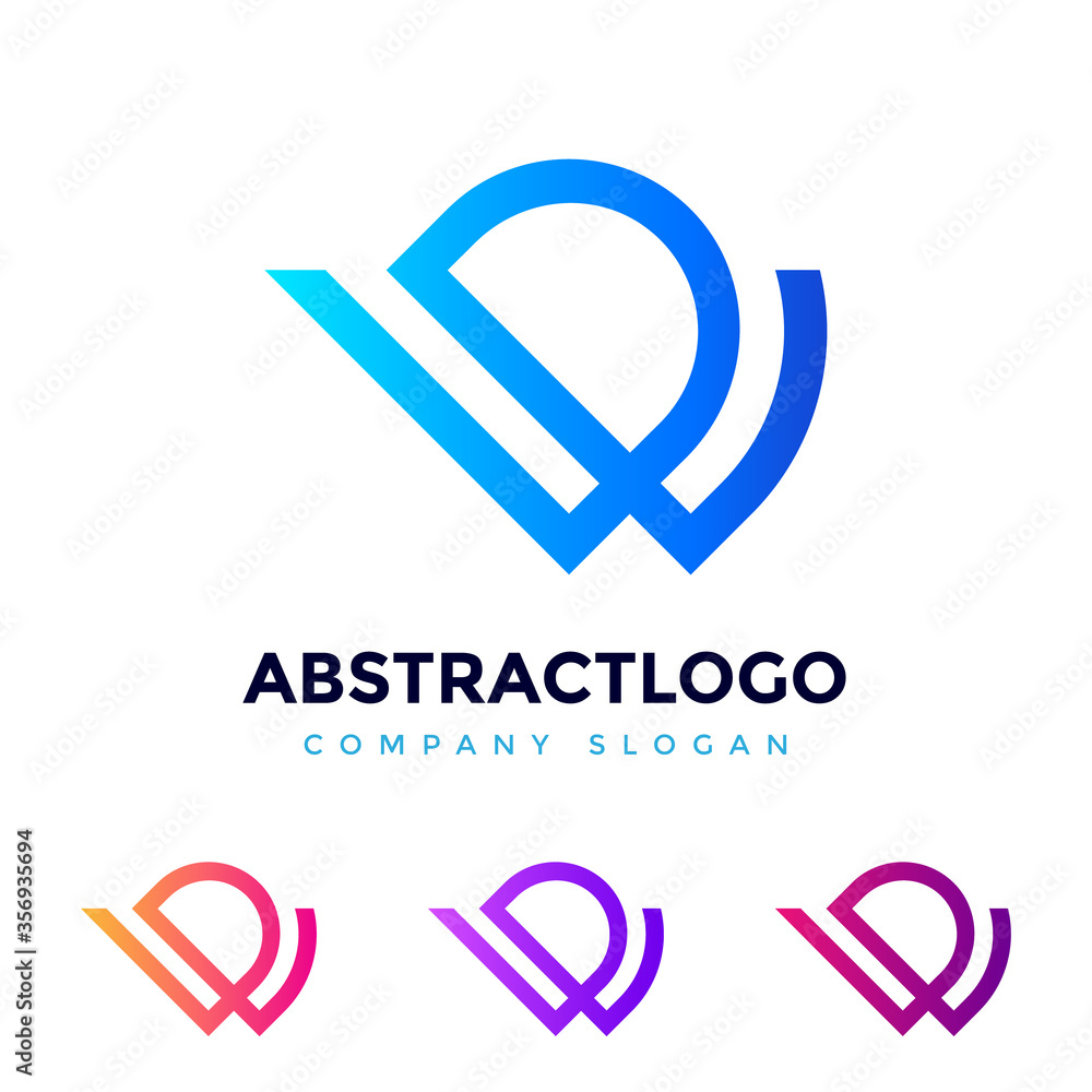 Modern Colorful WD Letter logo design Vector Template elements for business company. Stock ...