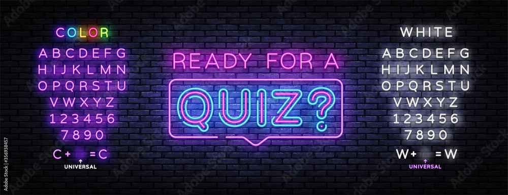 Fototapeta Quiz Neon Sign Vector. Ready for a Quiz neon inscription ... Fototapeta Quiz Neon Sign Vector. Ready for a Quiz neon inscription ...