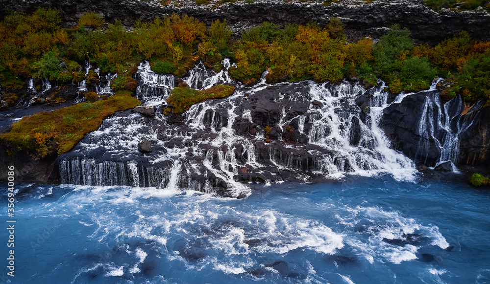 Incredibly beautiful Hraunfossar Waterfall. Lava waterfalls. waterfall ...