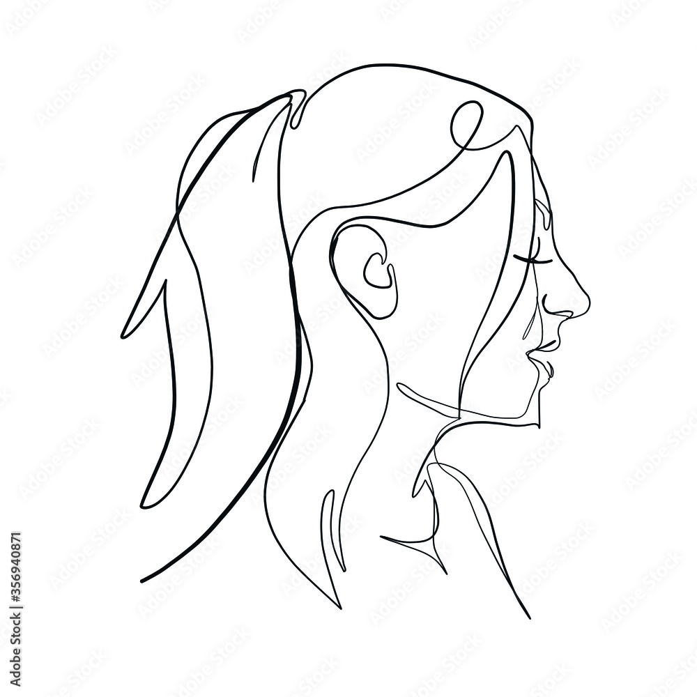 Minimal Line Vector Woman Linear Glamour Portrait Woman Portrait Of