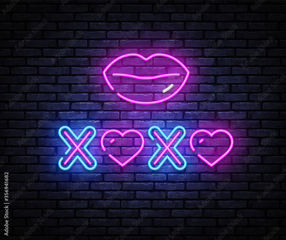 XOXO Neon sign Vector. hugs and kisses neon, design template, modern ...