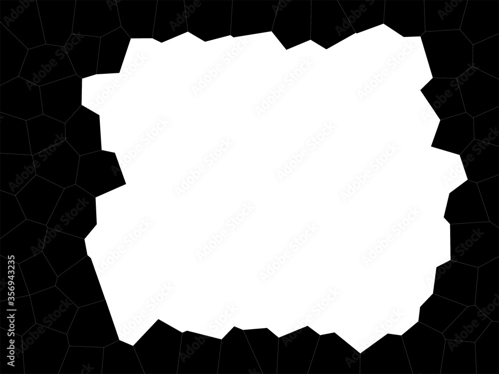 Abstract black and white background. White square with jagged edges ...