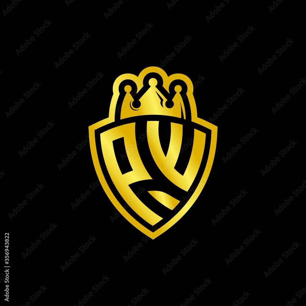 PW monogram logo with shield and crown style design template Stock ...