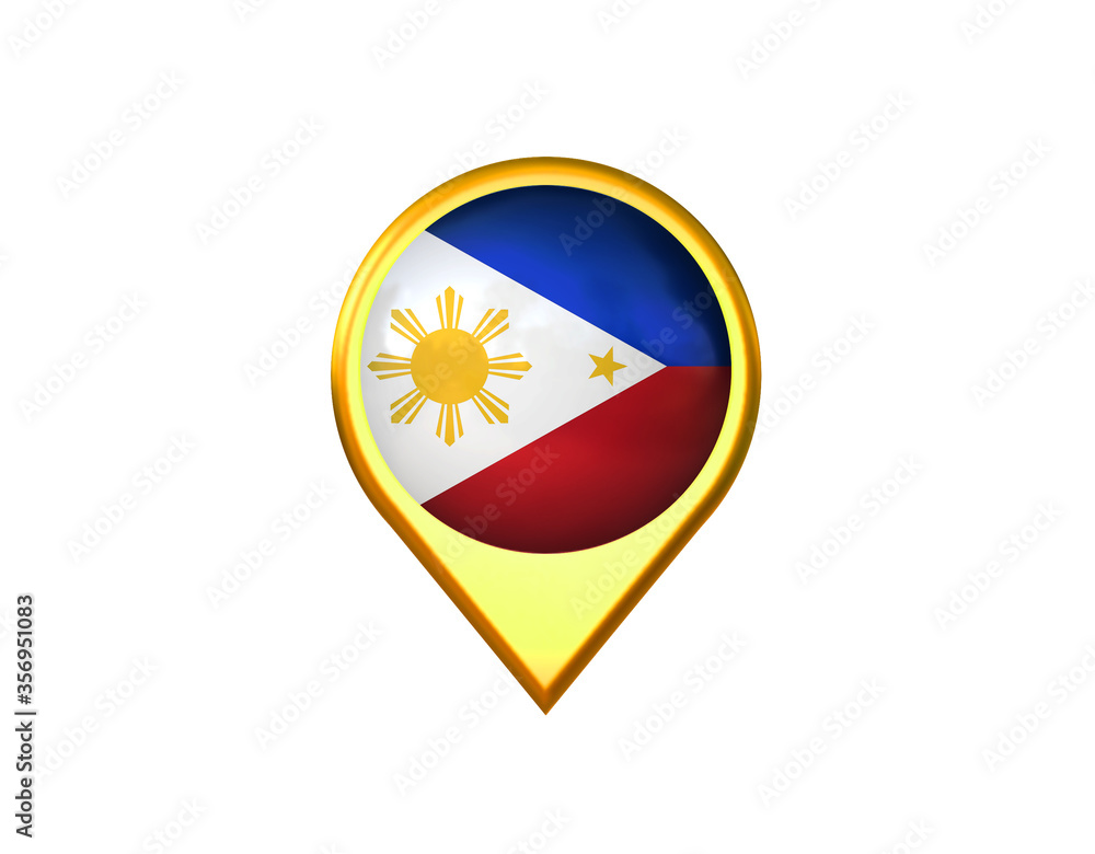 Philippines flag location marker icon. Isolated on white background. 3D ...