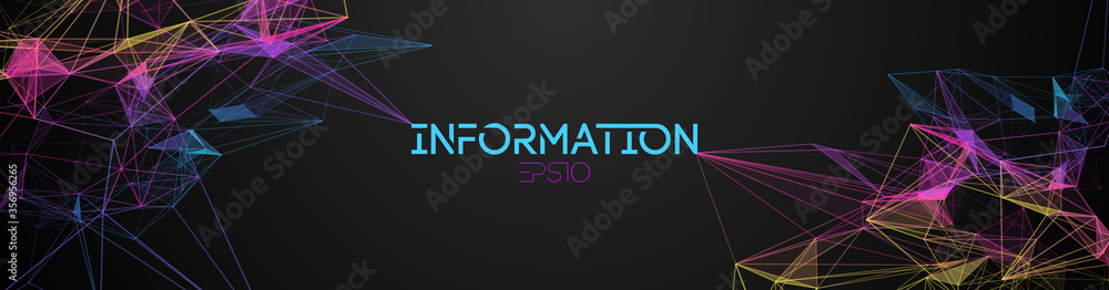 Big data web banner with colorful triangle particles. Information ...