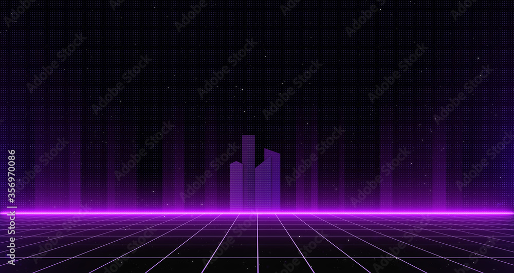Retro cyberpunk style 80s Sci-Fi Background Futuristic with laser grid ...