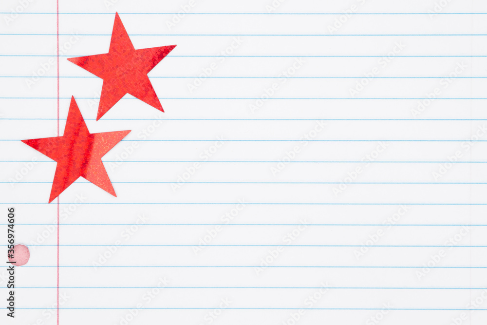 School background with two red stars on lined paper Stock Photo | Adobe ...