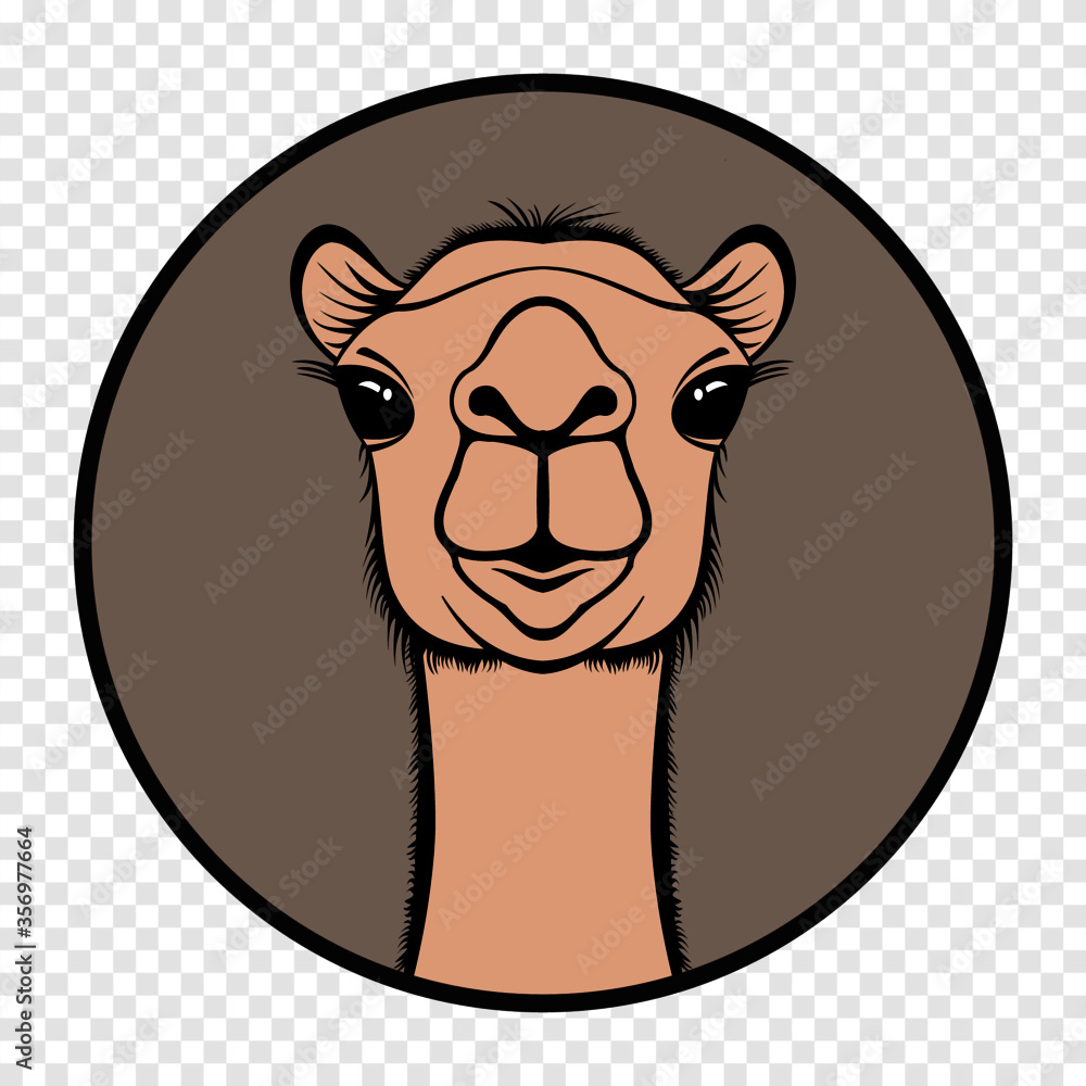Camel Face Front Profile illustration in circle can be use as logo ...