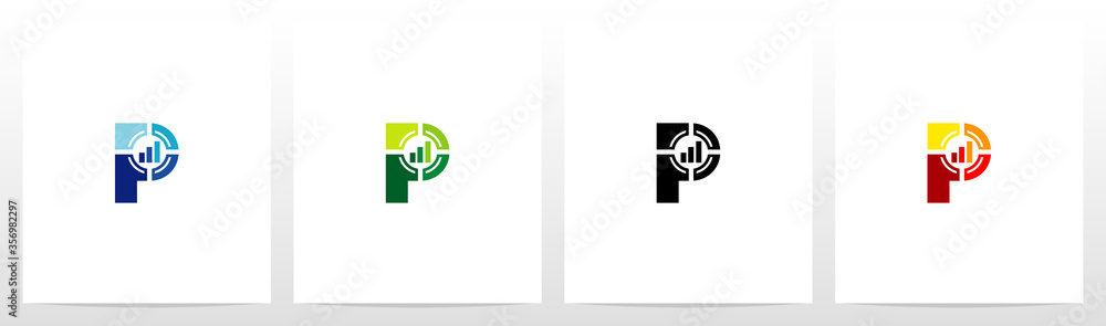 Bar Chart And Crosshair On Letter Logo Design P Stock Vector | Adobe Stock