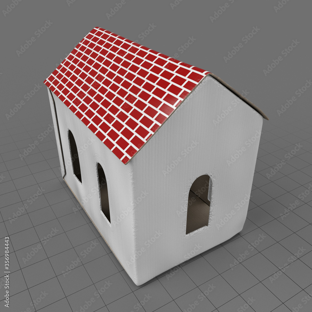 Cardboard house Stock 3D asset | Adobe Stock