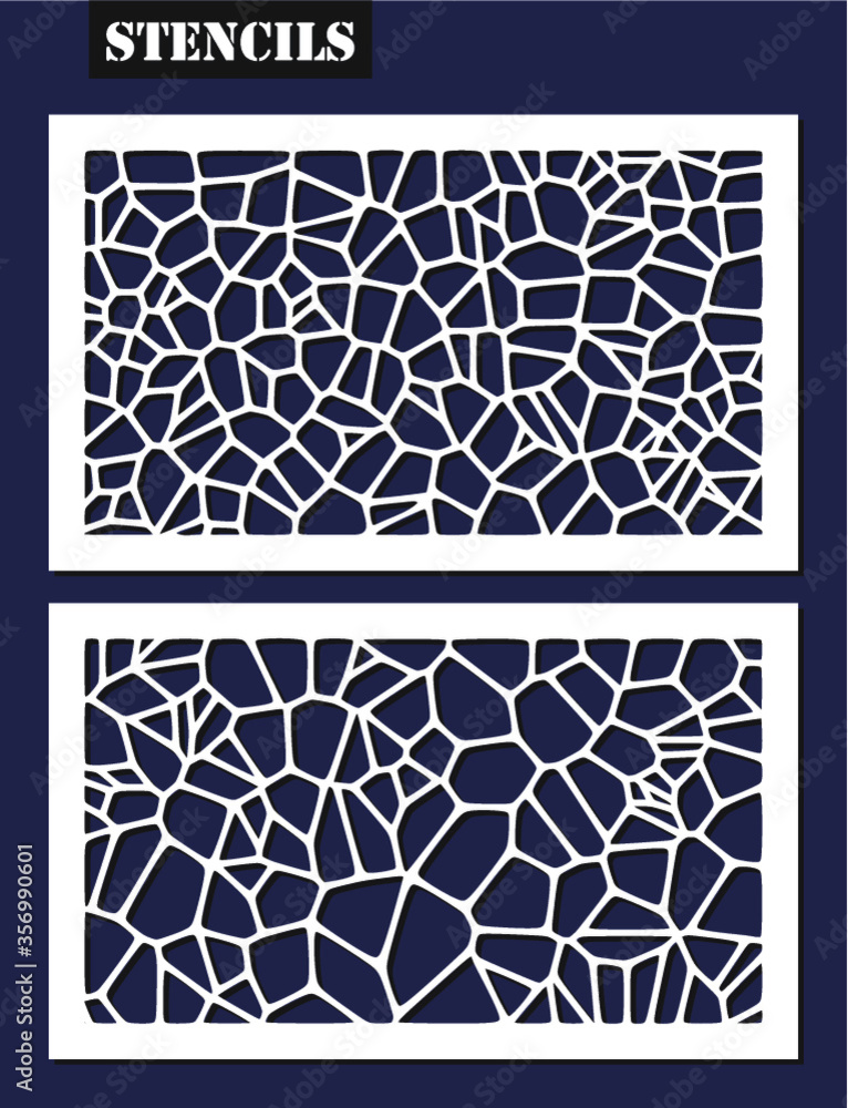 Laser cut template. Set of paving texture. Stone wall pattern. Organic ...