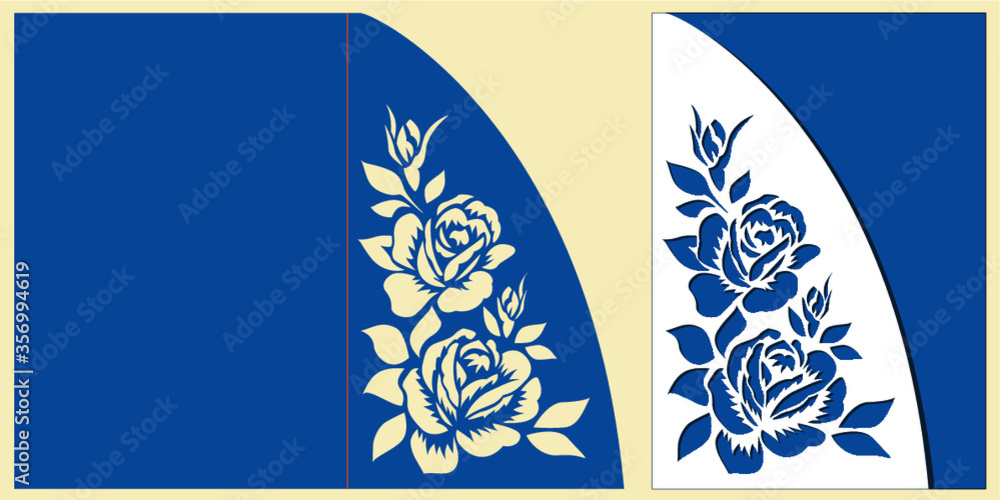 Layout congratulatory laser cut card with roses bouquet. Template is ...