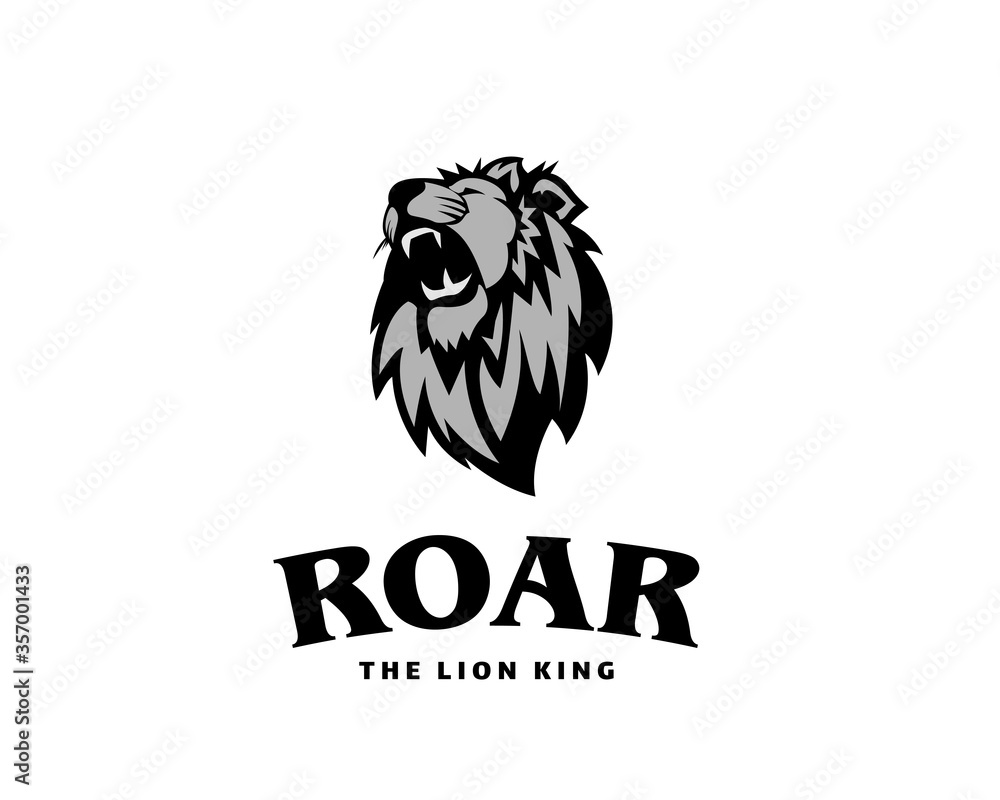 Black roaring wild lion head logo symbol design illustration Stock ...