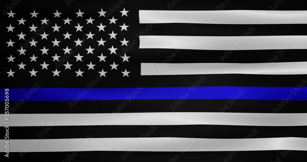 Video „ Animated Waving “Thin Blue Line” American flag, represents law ...