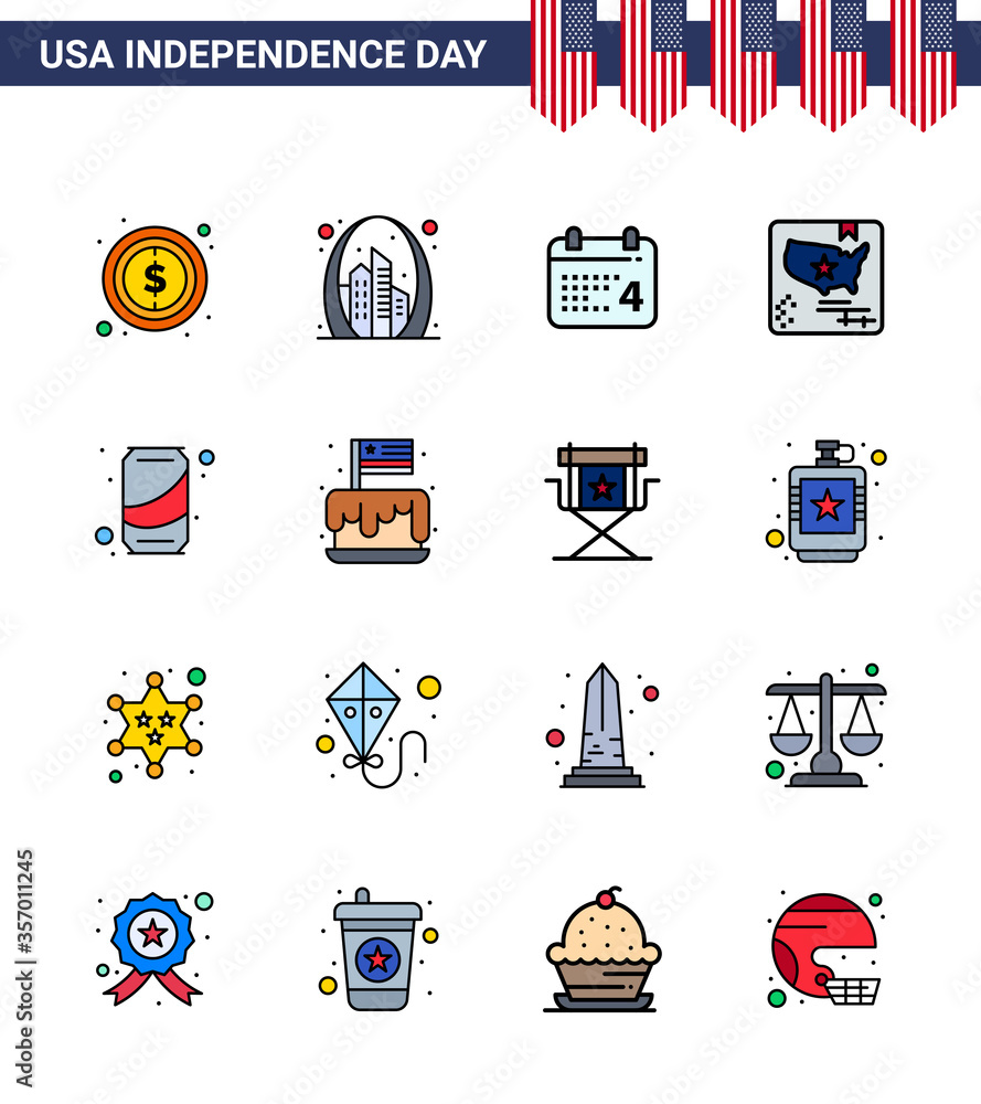 16 Creative USA Icons Modern Independence Signs and 4th July Symbols of ...
