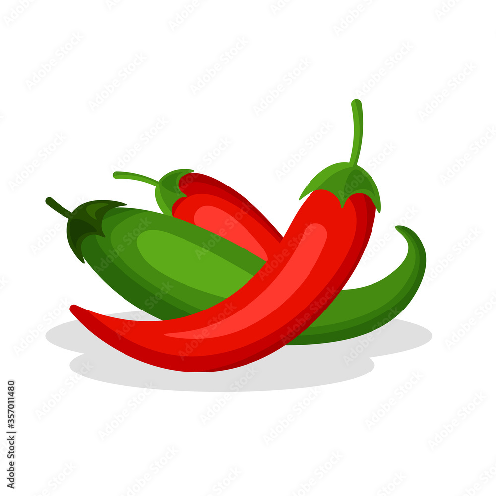 Chilli pepper set isolated on white background. Hot spicy red and green ...