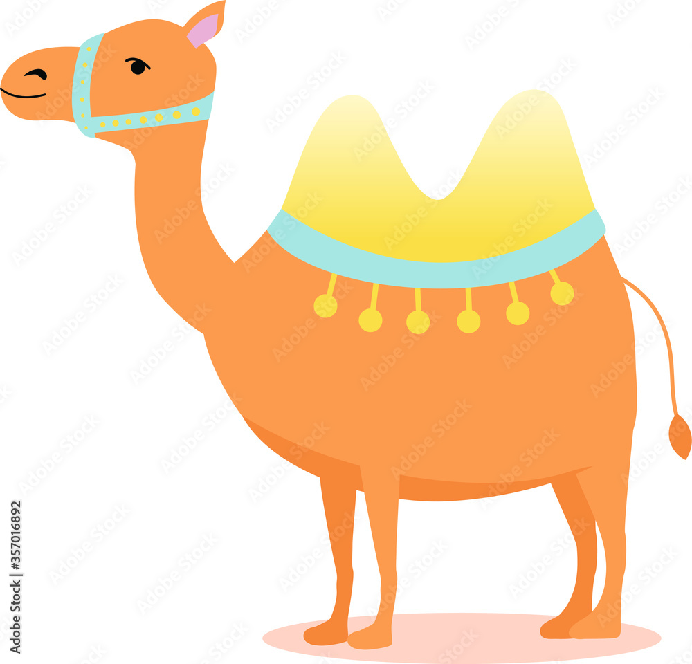 Cute camel in cartoon style with 2 humps. Vector isolated. Good for ...
