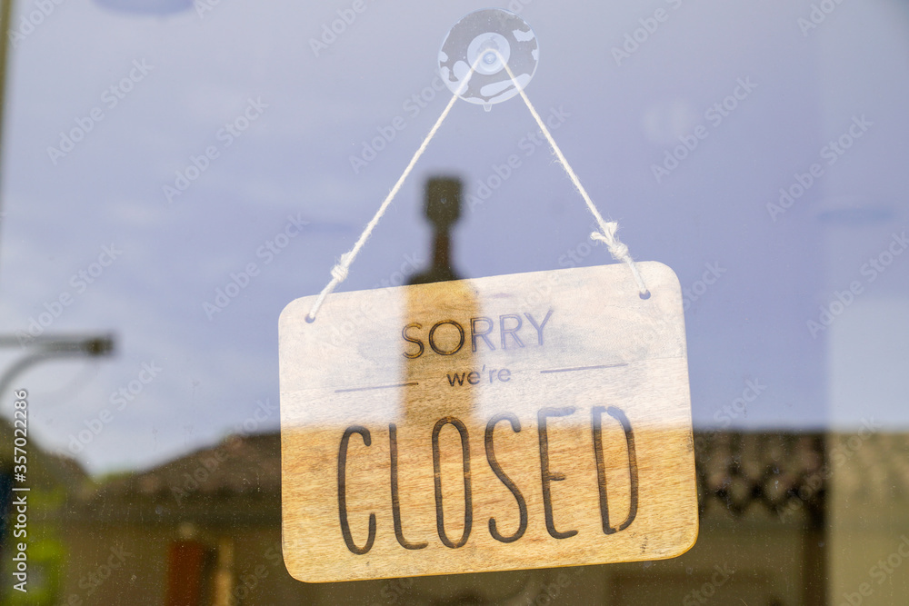 wooden sorry we are closed or open sign board wood on windows shop ...